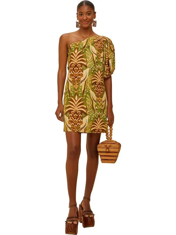 Farm Rio Pineapple Tapestry Mini Dress - Pineapple Tapestry Green