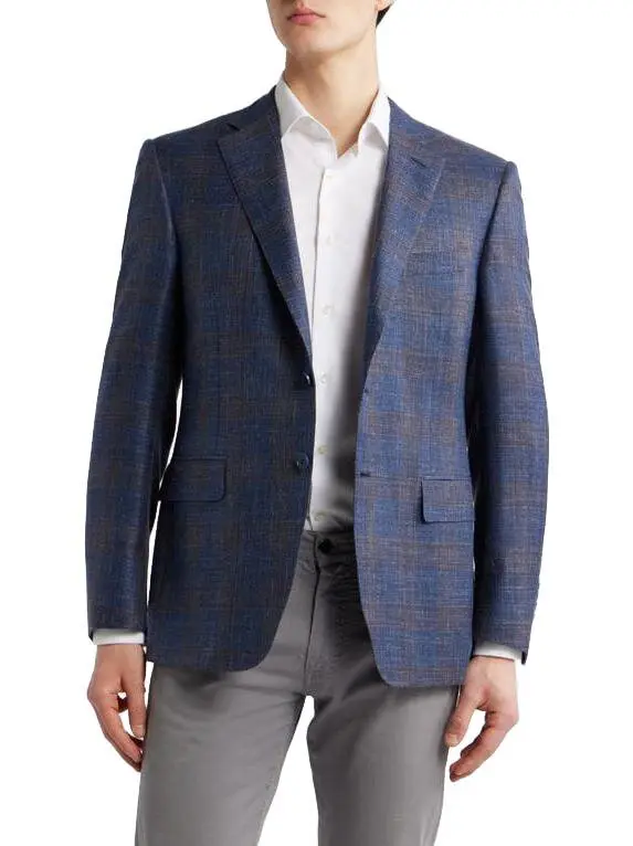 Canali Siena Regular Fit Plaid Sport Coat - Navy