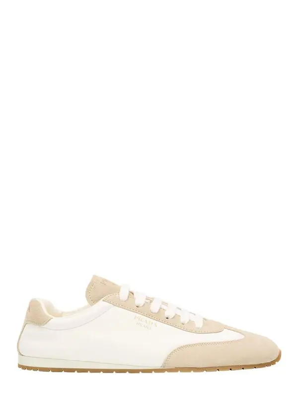 Prada Suede And Leather Low-top Sneakers - Bianco
