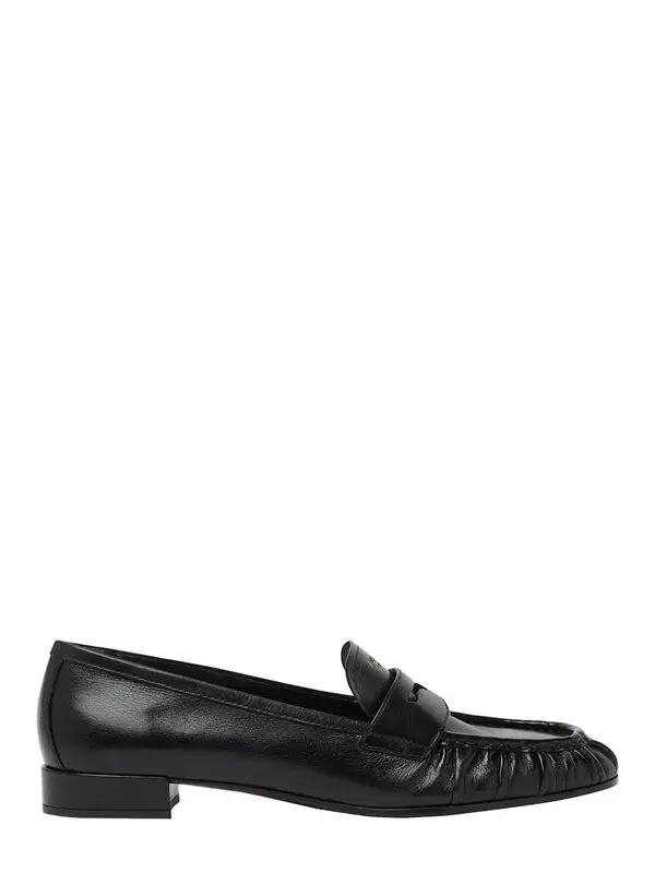 Prada Ruched Leather Loafers - Black