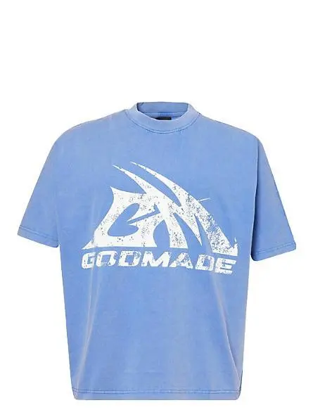 GODMADE Core Graphic-print Cotton T-shirt - Blue