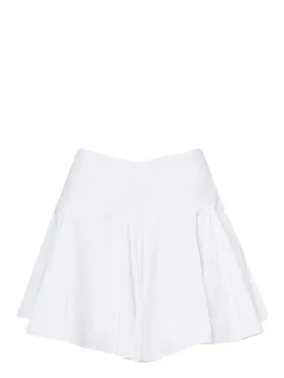PEACHY DEN Pleated Cotton-poplin Mini Skirt - Porcelain