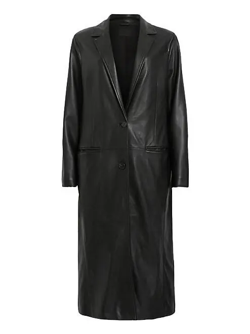 ALLSAINTS Aire Regular-fit Long-line Leather Coat - Black