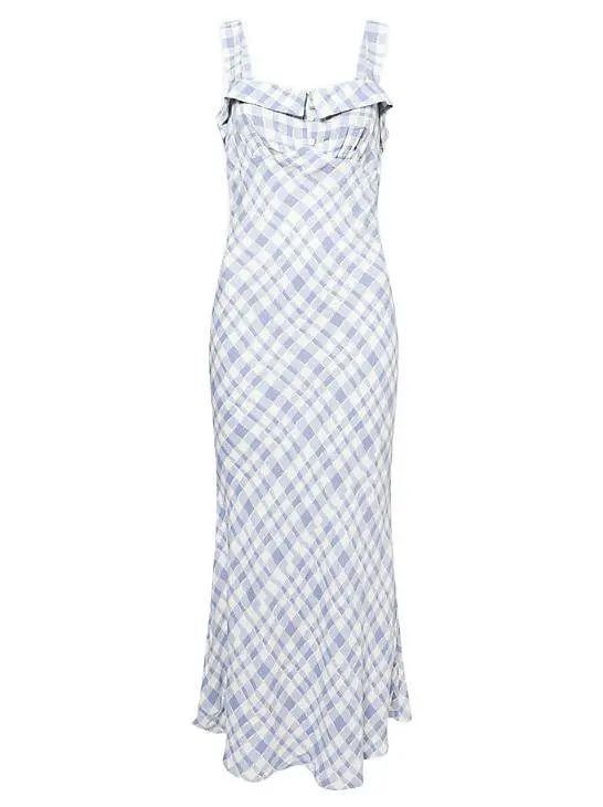 REFORMATION Tancy Checked Crepe Midi Dress - Jodie