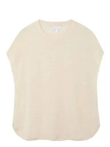 THE WHITE COMPANY Round-neck Linen-blend Top - Butter