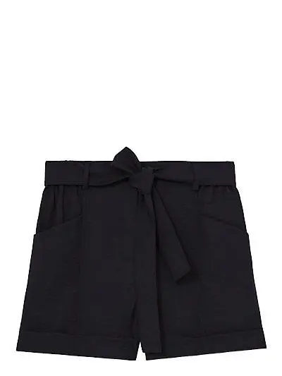 REISS Belted Woven Shorts - Navy