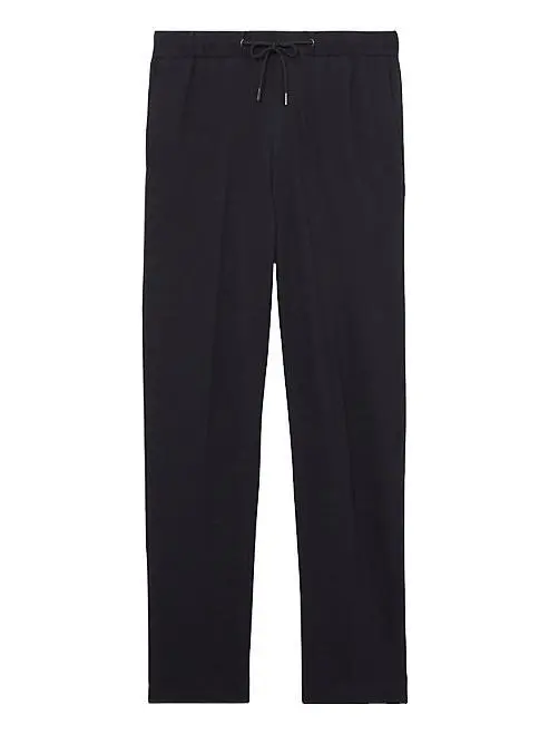 REISS Slim-fit Straight-leg Stretch-jersey Trousers - Navy