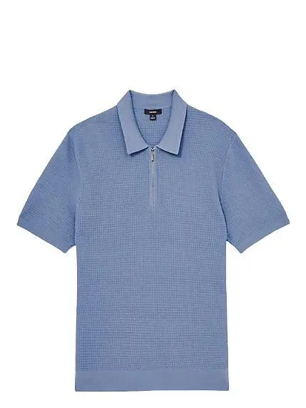 REISS Regis Half-zip Short-sleeve Stretch-woven Polo - Blue