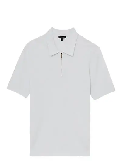 REISS Regis Half-zip Short-sleeve Stretch-woven Polo - White
