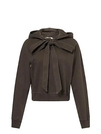 JW Anderson Tied-bow Logo-embroidered Hoody - Dark Brown Melange