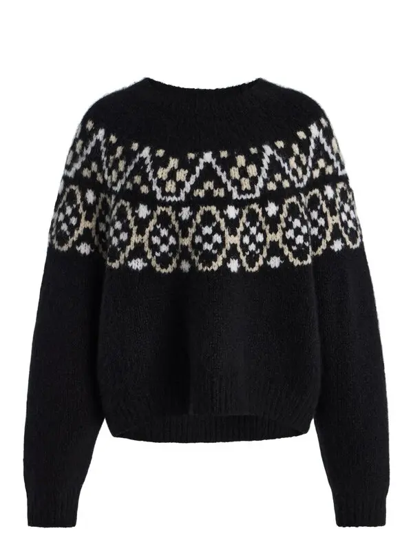 NILI LOTAN Chrissy Fair Isle Cashmere Sweater - Black