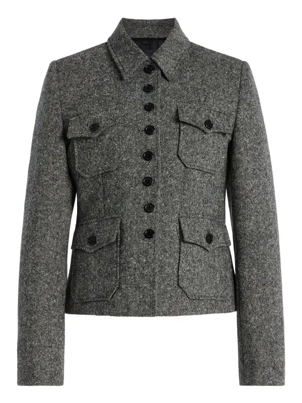 NILI LOTAN Jamison Donegal Wool Jacket - Black