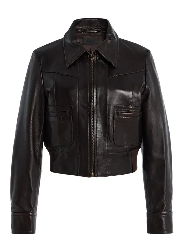NILI LOTAN Charly Leather Jacket - Brown