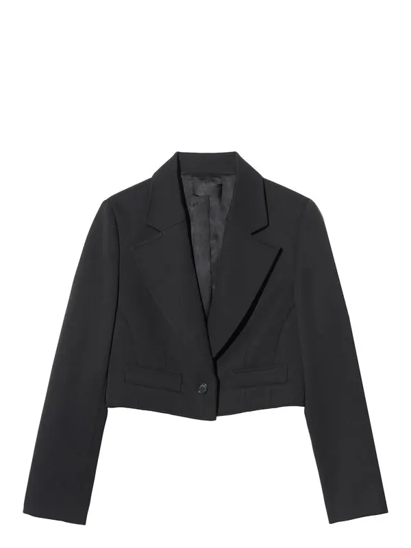 NILI LOTAN Belino Cropped Wool Jacket - Black