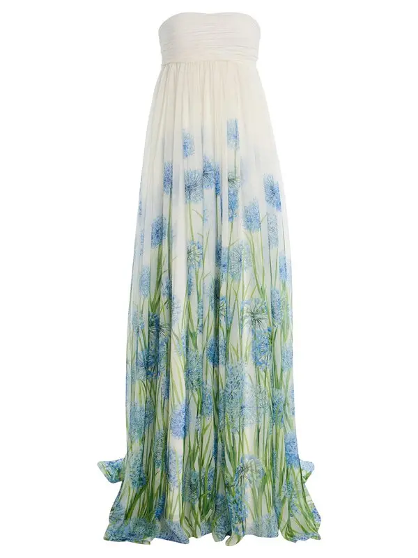 Oscar De La Renta Allium-printed Silk-chiffon Gown - White