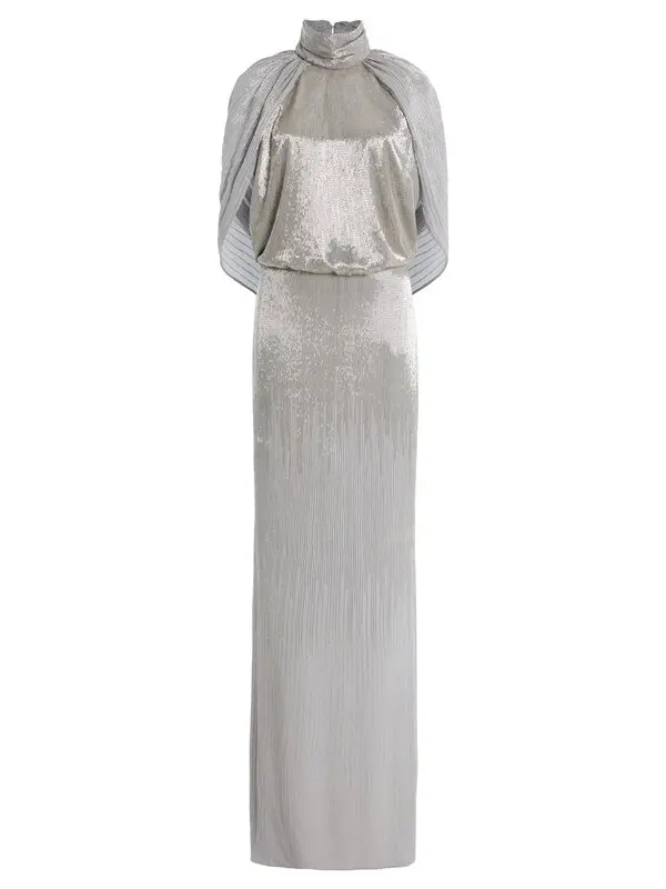 Oscar De La Renta Draped Silk Gown - Metallic