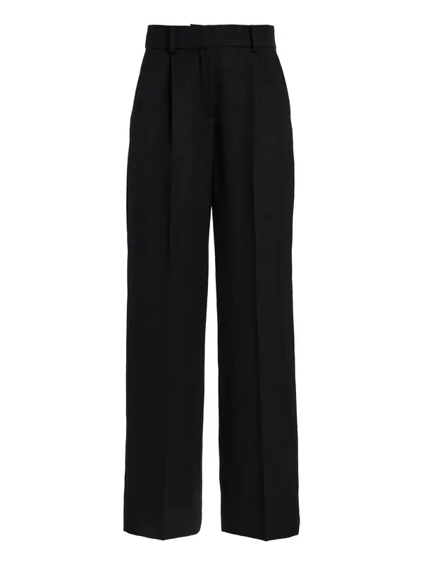 Oscar De La Renta Wool-blend Wide-leg Pants - Black