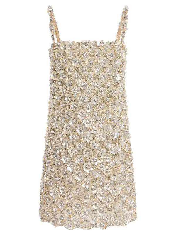 Oscar De La Renta Mother-of-pearl Mini Dress - Silver