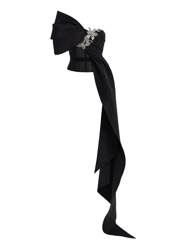 Oscar De La Renta Bow-detailed Faille Corset Top - Black