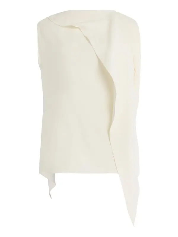 Oscar De La Renta Sash-detailed Silk-georgette Top - Ivory