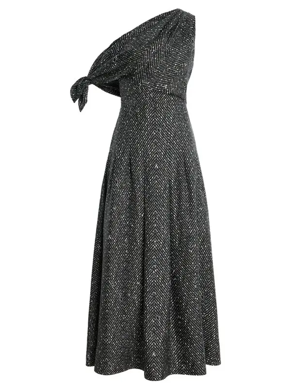 Oscar De La Renta One-shoulder Scarf Dress - Dark Grey