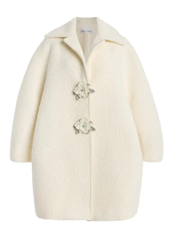 Oscar De La Renta Oversized Bouclé-tweed Coat - Ivory