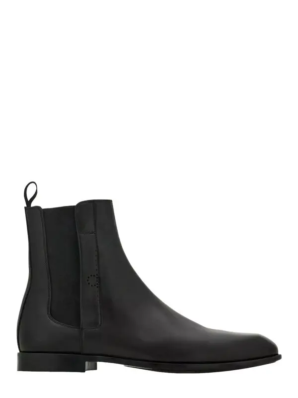 FERRAGAMO Round-toe Leather Chelsea Boots - Black