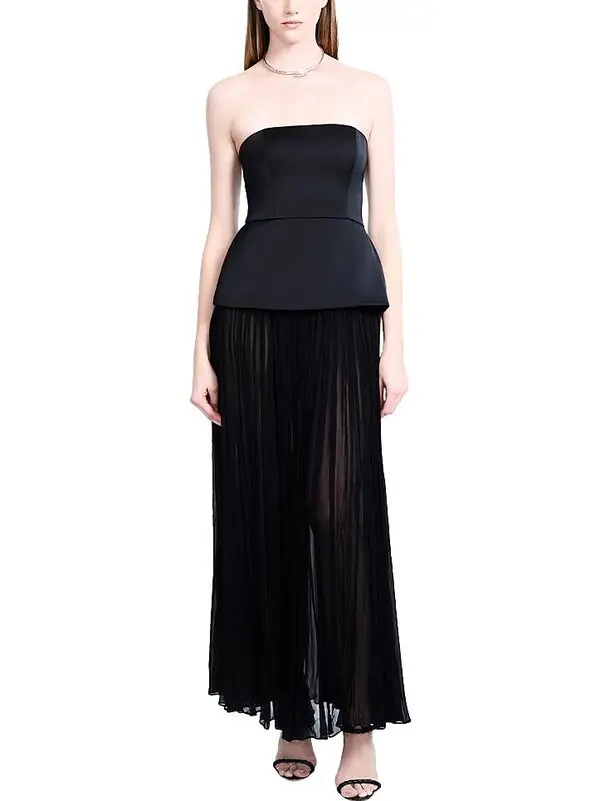 Bcbgmaxazria Strapless Peplum Gown - Black