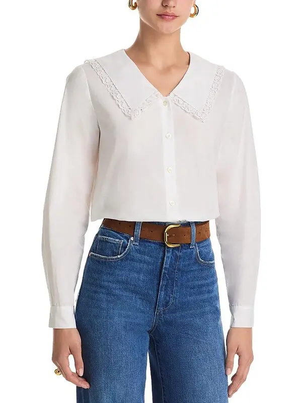 FRAME The Charm Cropped Blouse - White