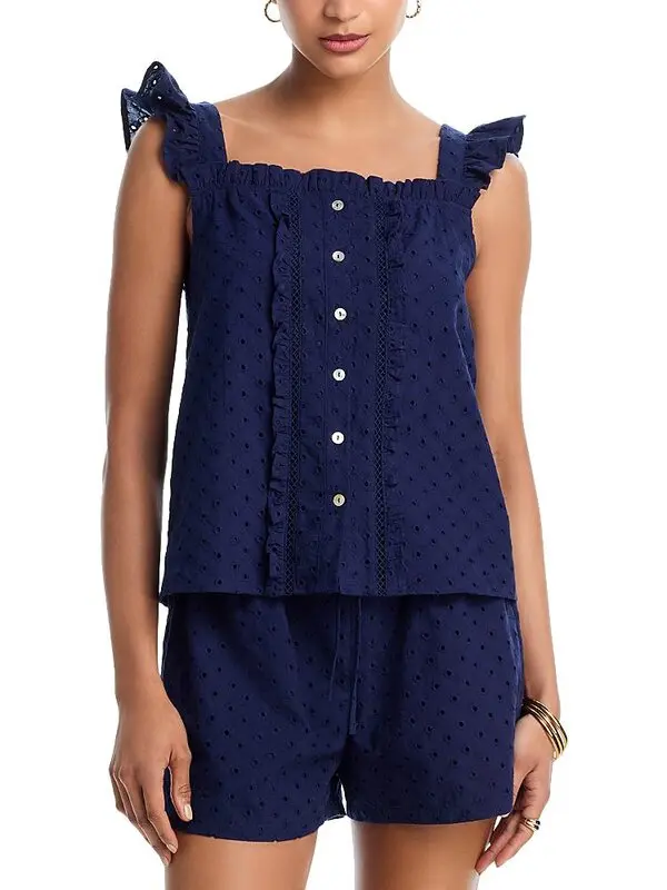 Aqua Eyelet Tank Exclusive - Navy