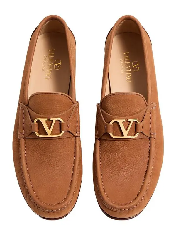 Valentino Garavani Vlogo Signature Suede Loafers - Tabacco