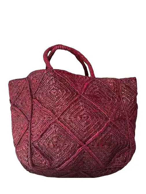 ZANATANY CONCEPTS Nico Raffia Tote Bag - Aubergine