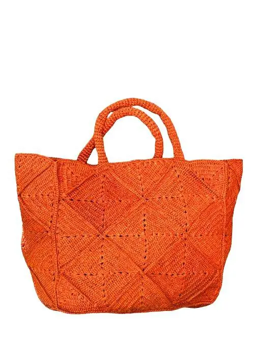 ZANATANY CONCEPTS Nico Raffia Tote Bag - Orange