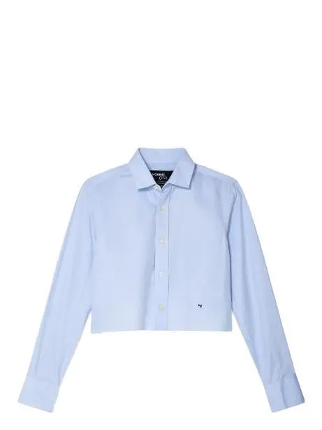 HOMMEGIRLS Cropped Button-up Shirt - Blue