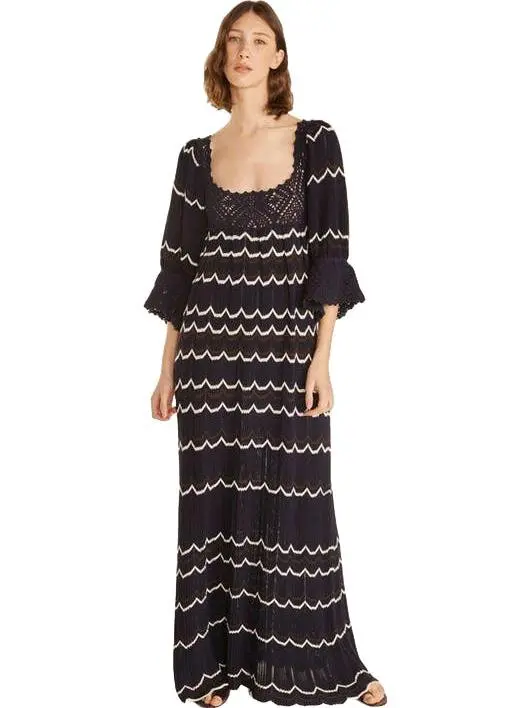Rebecca Taylor Lace-accented Knit Maxi Dress - Marine Blue