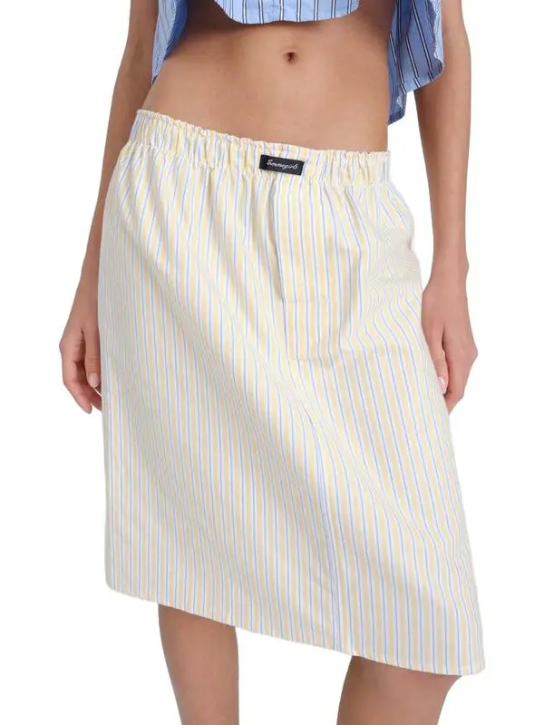 HOMMEGIRLS Striped Pencil Skirt - Yellow Stripe Oxford