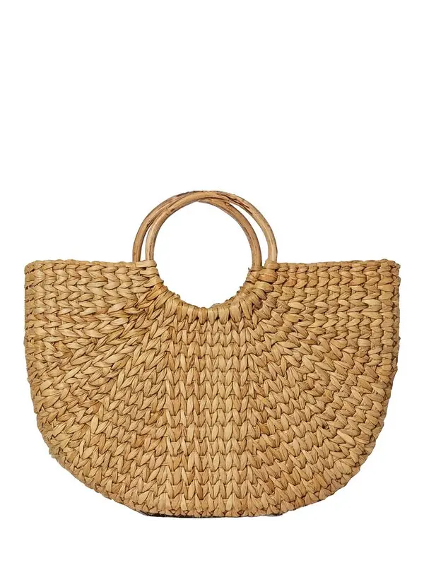 VERVE CULTURE Circle Handle Palm Tote - Tan