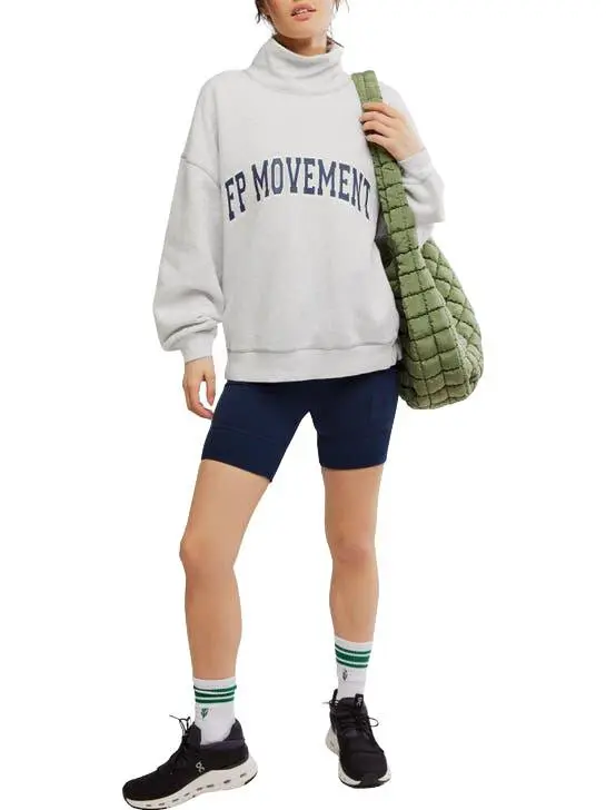Free People Victory Sweatshirt & Shorts Set - Heather Grey/midnight