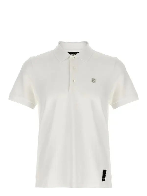 Fendi Ff Metallic Logo Polo Shirt - White