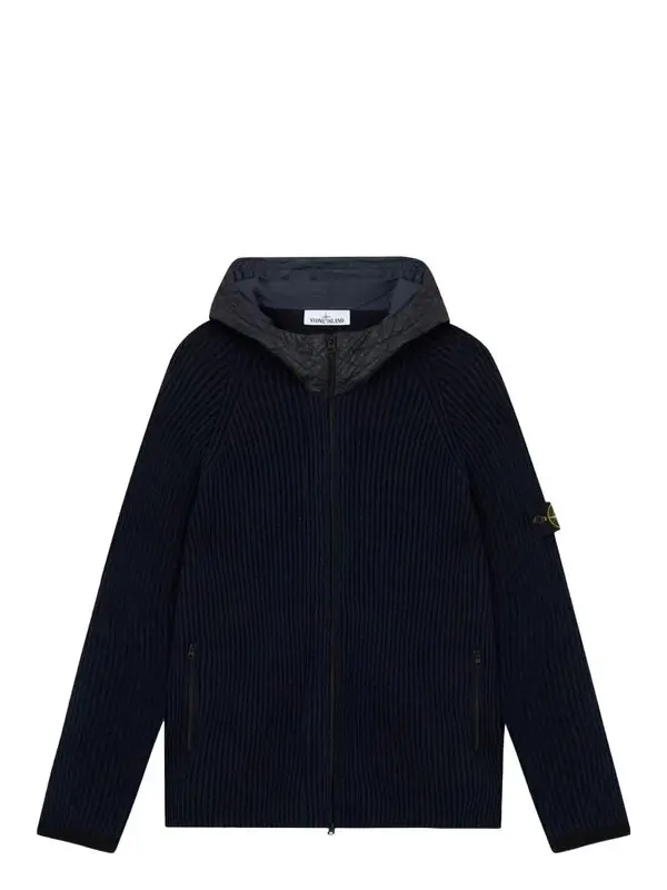 Stone Island Ribbed Knit Cardigan - Blue