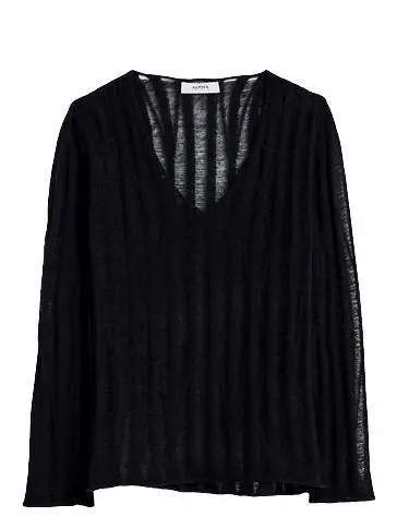 Alpha Studio Baby Alpaca Wool Blend Sweater - Black