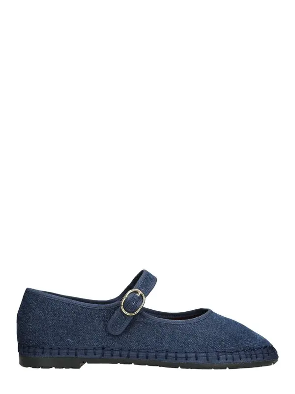 FLABELUS Denim Ballet Flats - Blue