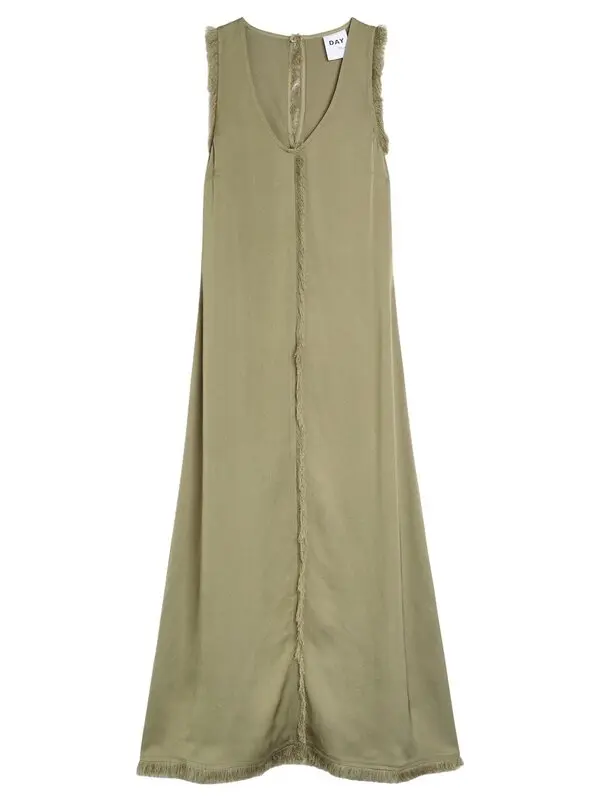 Day Birger Et Mikkelsen Fringe-trimmed Crepe Midi Slip Dress - Sage