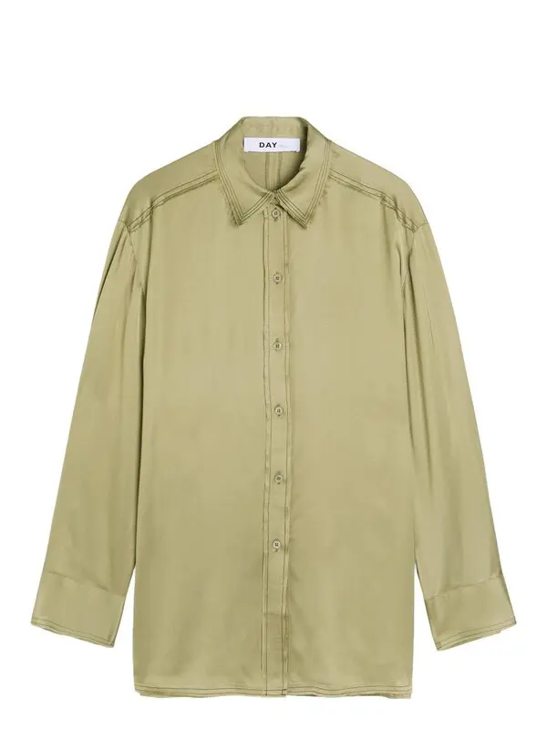 Day Birger Et Mikkelsen Open-back Satin Shirt - Khaki