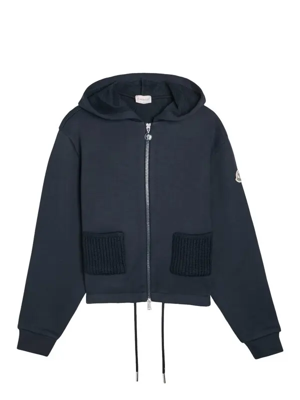 Moncler Hooded Cotton-blend Cardigan - Navy