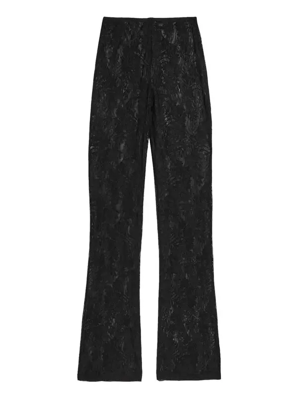 Norma Kamali Floral Guipure Lace Trousers - Black