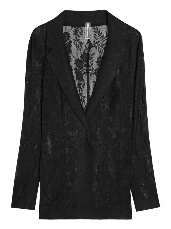 Norma Kamali Floral Guipure Lace Jacket - Black