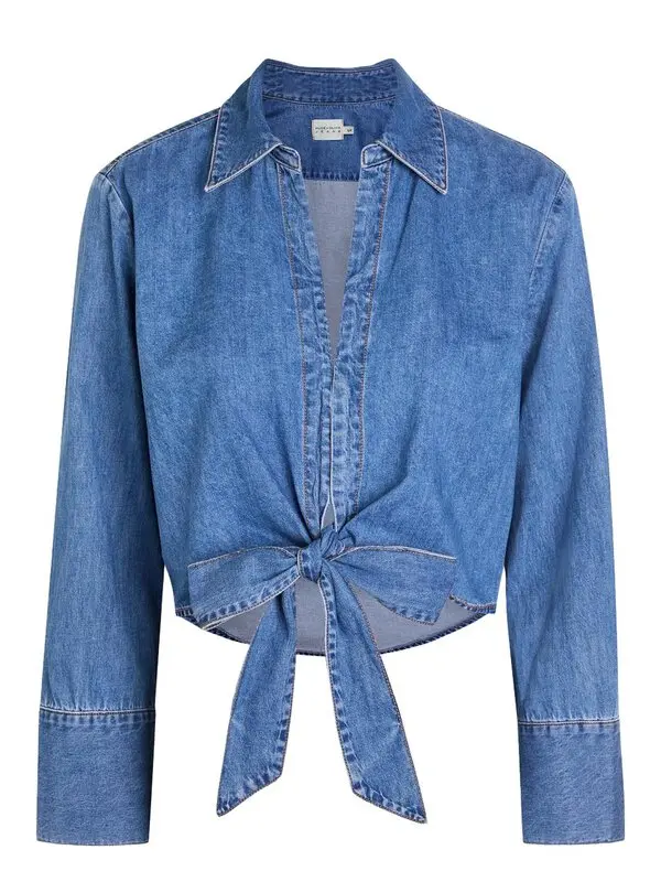 Alice + Olivia Hannon Chambray Denim Shirt - Blue