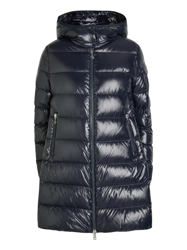 Moncler Glossed Shell Parka Coat - Navy