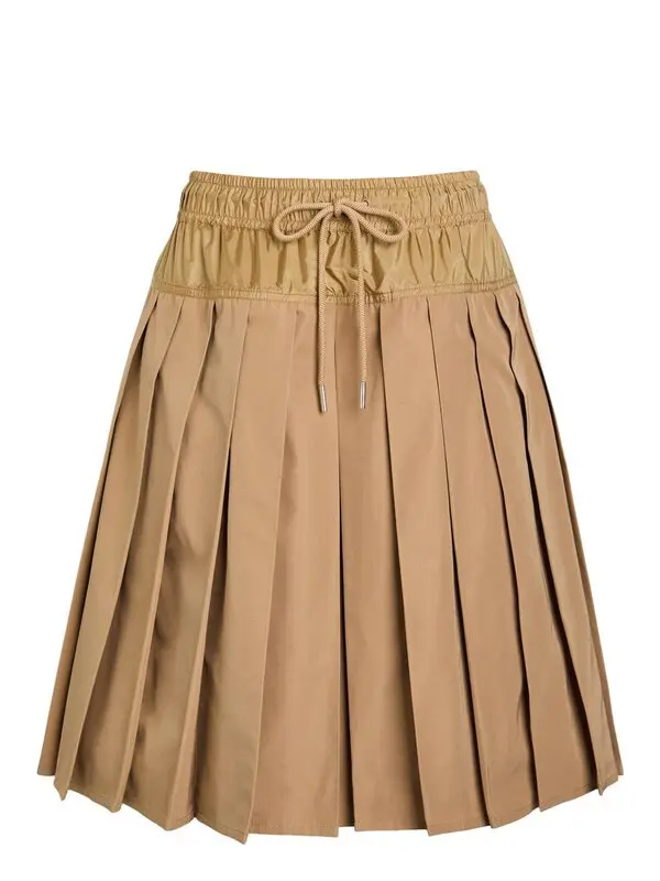 Moncler Pleated Woven Mini Skirt - Tan